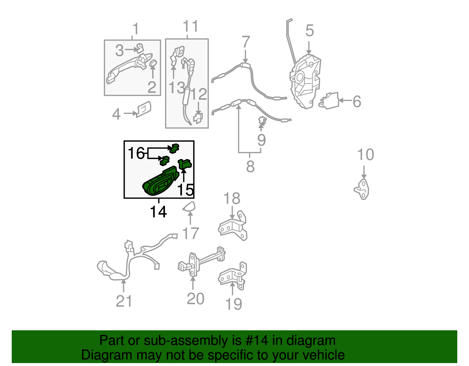 72160-SNE-A22ZA - 2006-2011 Honda Civic - Handle Assembly L Front Door ...