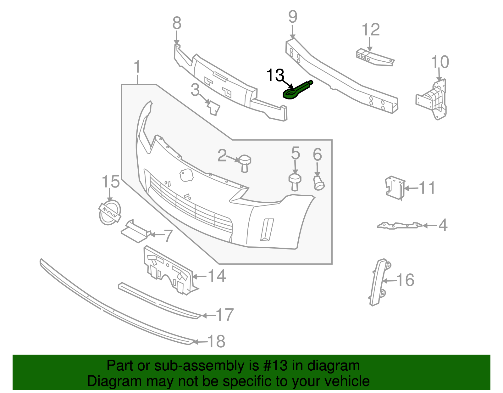 2005-2014 Nissan Tow Hook 51112CA00A | Retail Performance Auto Parts