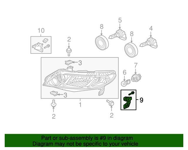 06150-SNA-A01 - Headlight Bracket 2006-2011 Honda Civic | Honda Parts ...