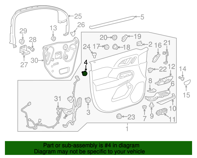 2016-2024 GM Front Side Door Trim Panel Retainer 11548932 | NewGMParts.com