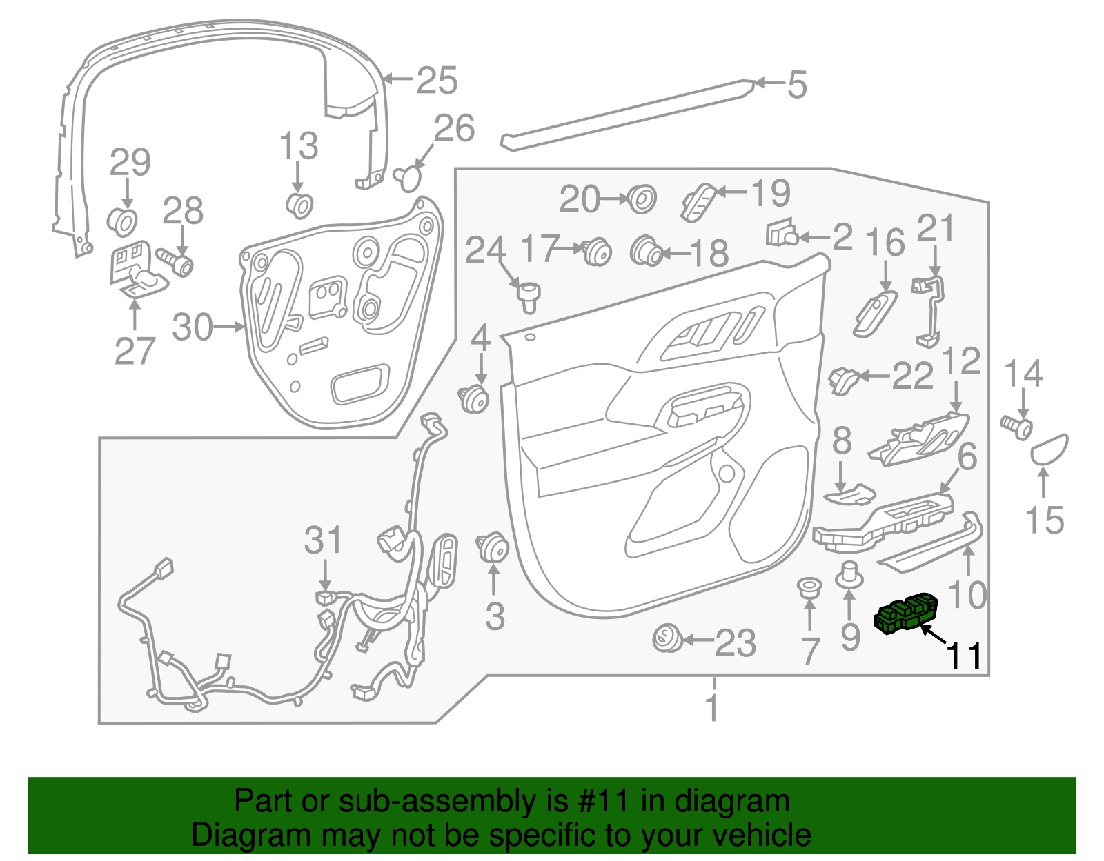 2019-2023 GM Black Front Driver Side Door Window Control Switch ...