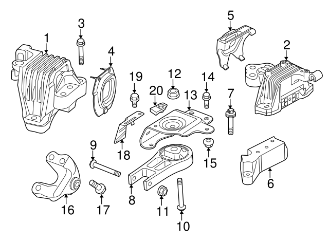 2014-2020 Jeep Cherokee Transmission Mount Isolato - Driver's Side (LH ...