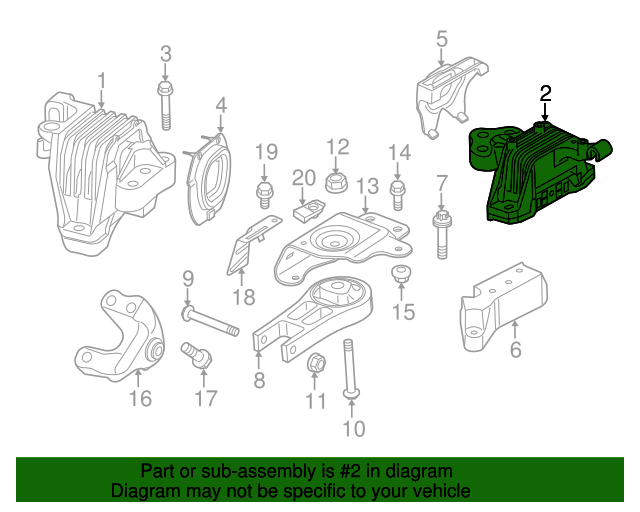 2014-2020 Jeep Cherokee Transmission Mount Isolato - Driver's Side (LH ...