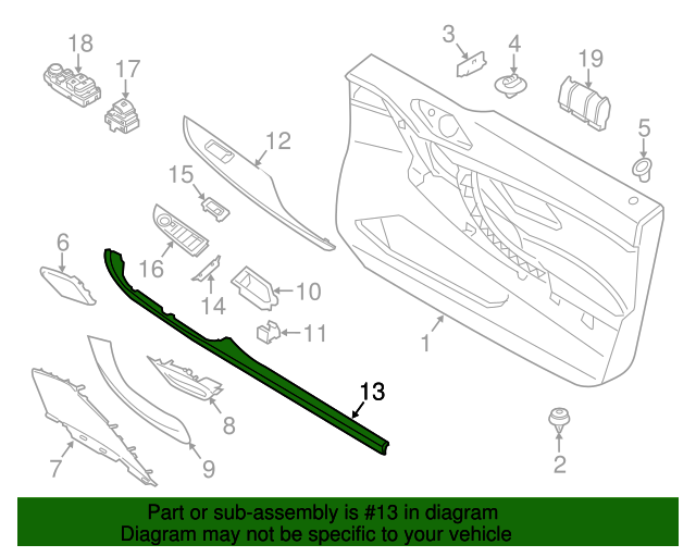 51418054061 - 2013-2019 BMW Door Trim (51-41-8-054-061) | BMW of South ...