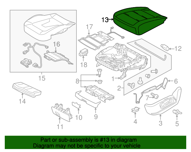 8U0-881-406-R-GZX - Seat Cushion Cover 2016-2018 Audi | AutoNationParts.com