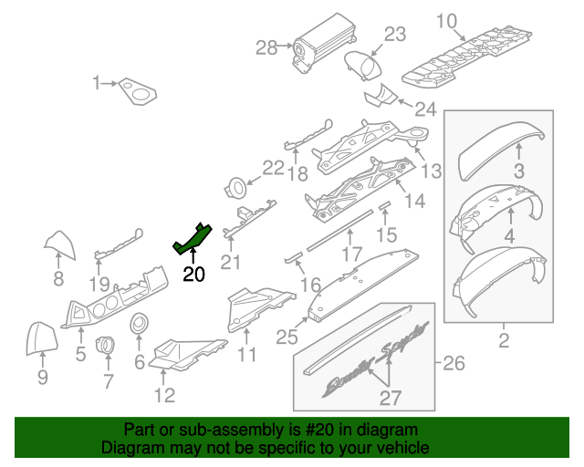 2005-2012 Porsche Center Molding 987-552-987-00-9V6 | Gaudin Porsche Parts