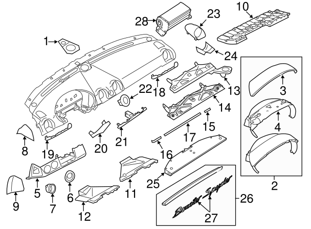 2005-2012 Porsche Outer Molding 987-552-381-01-D07 | Gaudin Porsche Parts