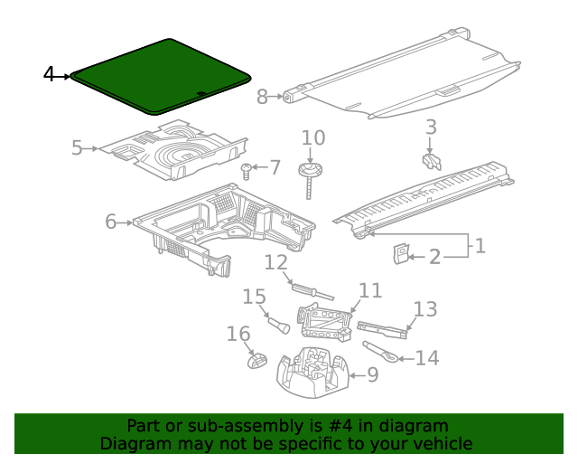 2018-2024 GM Jet Black Load Floor Trim Panel 84220254 GM ...