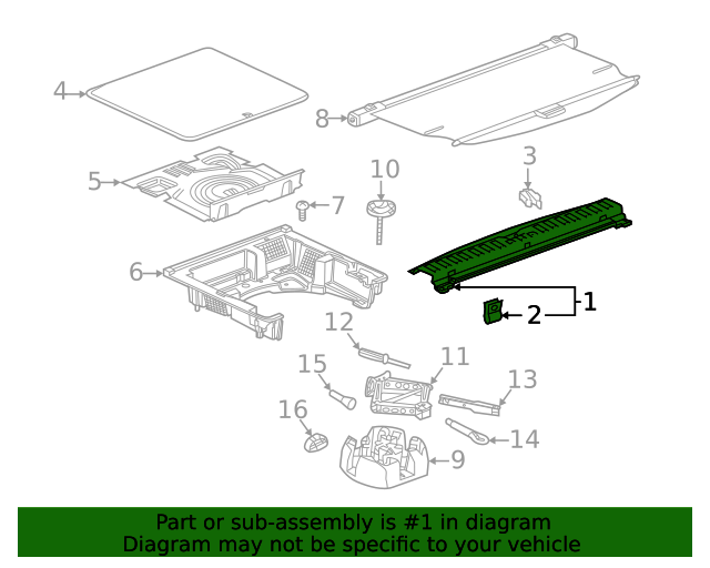 2018-2024 GM Black Liftgate Sill Garnish Molding 84445055 GM ...