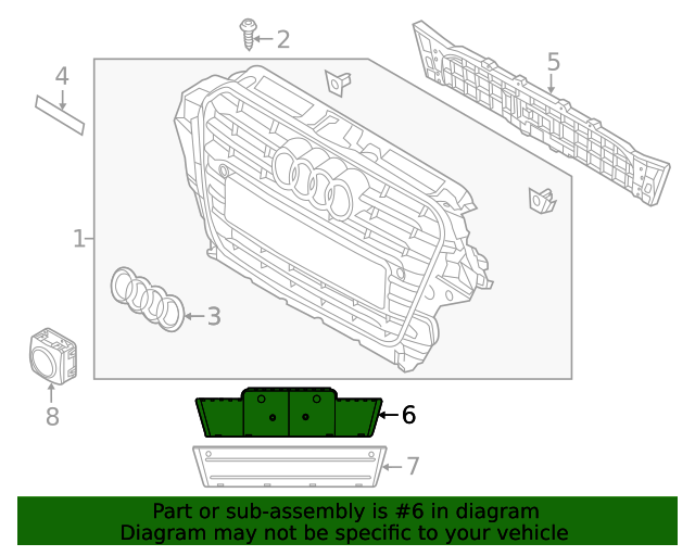 2013-2017 Audi License Bracket 8R0-807-285-M-T94 | Audi USA Parts