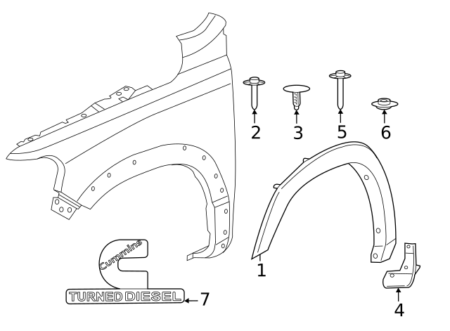 2019-2023 Ram 2500 Wheel Flare - Driver's Side (LH) 6MS35GXHAC ...