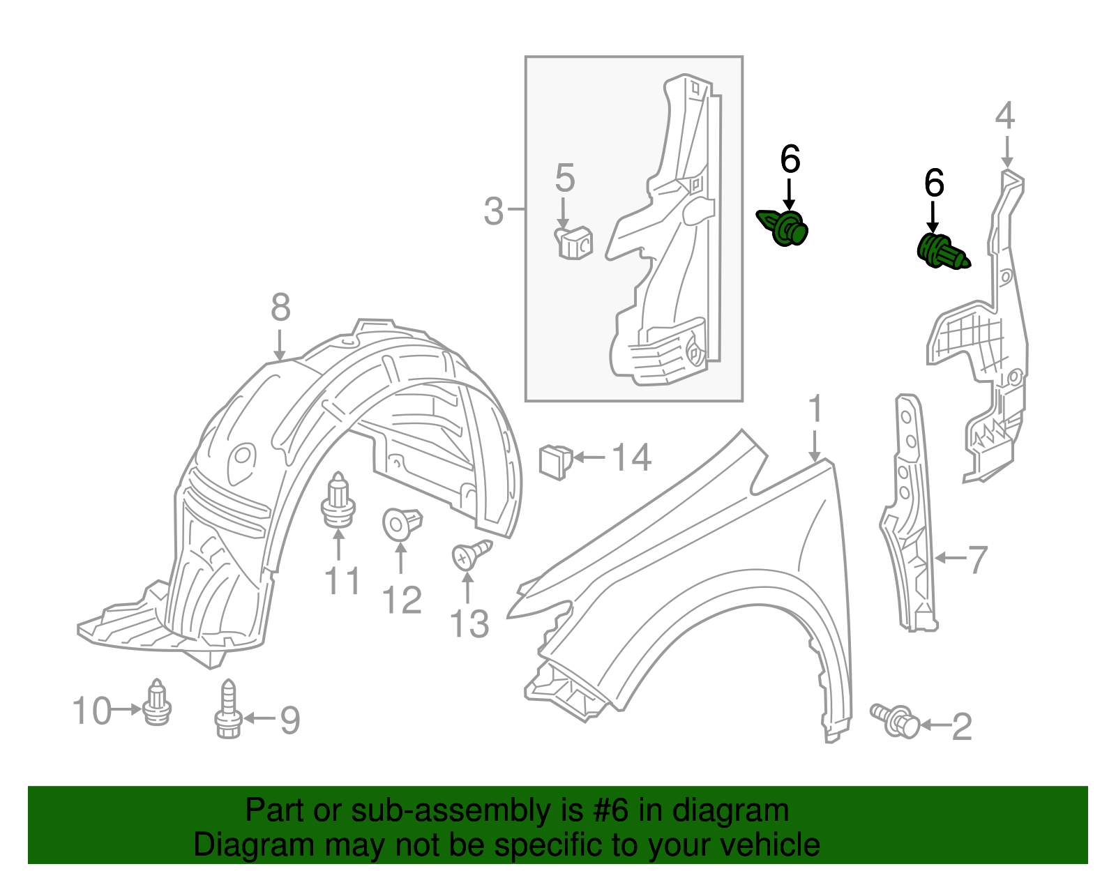 2002-2025 Honda Quarter Panel Splash Shield Clip 91505-S9A-003 | Honda ...