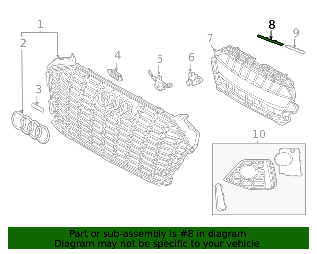 2021-2024 Audi Upper Grille 8W6-807-801-A | Audi USA Parts