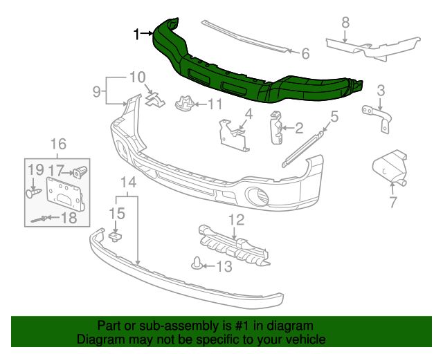 2003-2007 GM Front Bumper Impact Bar 19150310 | GMPartsDirect.com