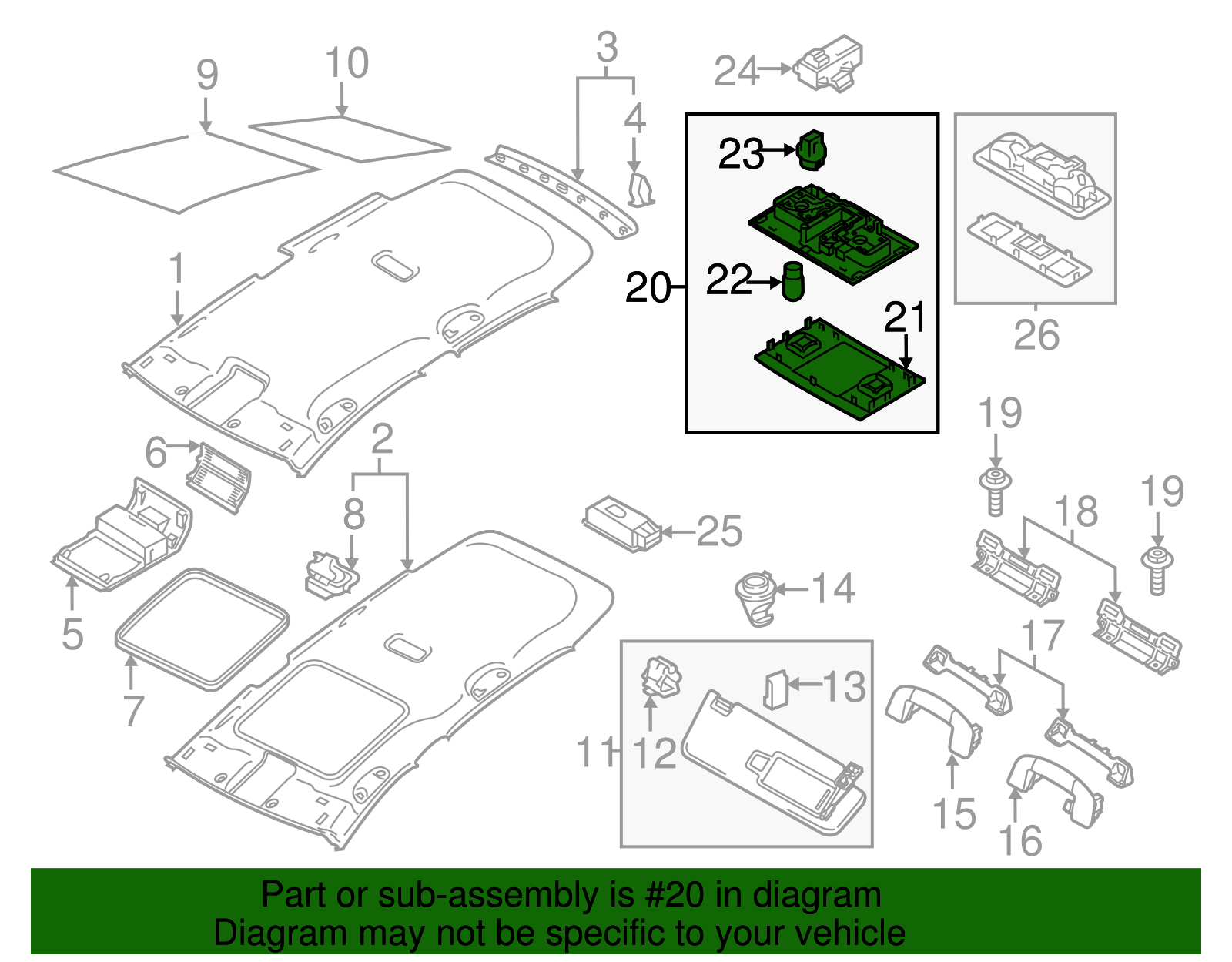 2018-2024 Volkswagen Map Lamp Assembly 17A-947-105-WHI | OEM Parts Online