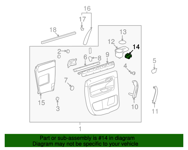 2007-2021 GM Ebony Rear Side Door Window Switch 22895546 GM ...