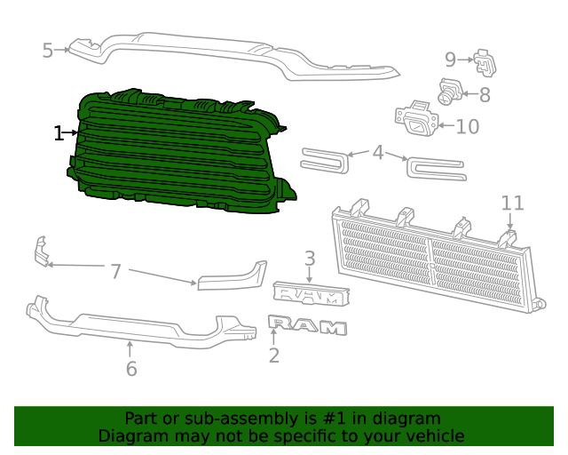 2019 Ram Grille 68445752AA | TascaParts.com