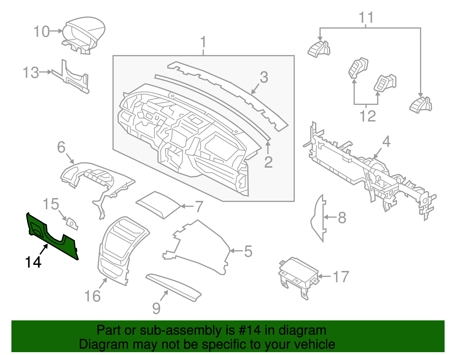 84750-1U105VA - Knee Bolster 2014-2015 Kia Sorento | Kia.Parts Store