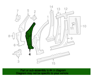 61108-0C051 - Body A-Pillar Reinforcement 2007-2022 Toyota ...