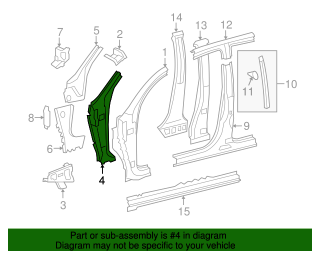 61108-0C051 - Body A-Pillar Reinforcement 2007-2022 Toyota ...