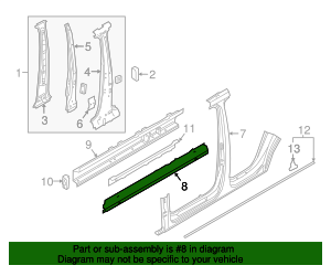 2018-2024 Audi Rocker Reinforced 80A-809-377-B-STL | Audi OEM Parts Guy