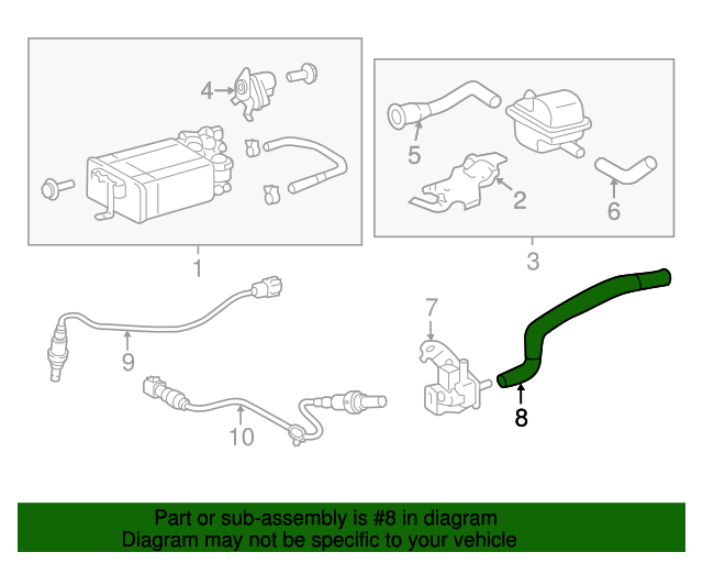 2007-2013 Toyota Evaporative Emissions System Lines 23826-0P100 ...