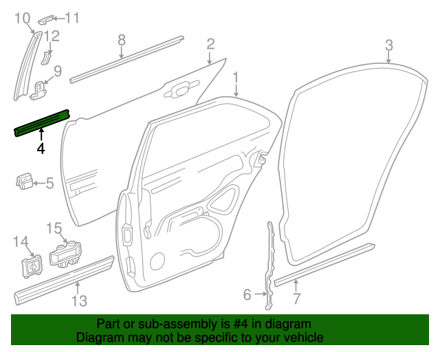 1996-2003 Mercedes-Benz Belt Weather-Strip 210-735-01-65 | Keyes ...