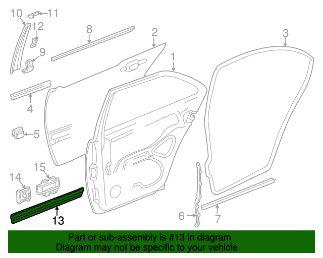 210-690-10-62-9999 - Body Side Molding 1996-1999 Mercedes-Benz ...