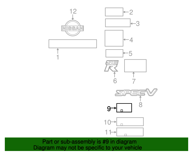 2004-2006 Nissan Sentra Nameplate 84896-6Z500 | TascaParts.com