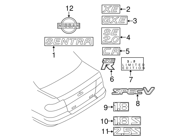 2000-2003 Nissan Sentra Nameplate 84896-5M001 | TascaParts.com