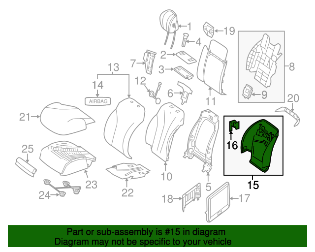 222-910-18-27-1C17 - Seat Back Panel 2014-2020 Mercedes-Benz ...