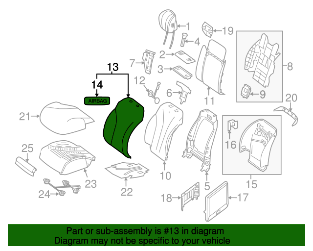 222-910-17-08-5E75 - Seat Back Cover 2014-2017 Mercedes-Benz | Mercedes ...
