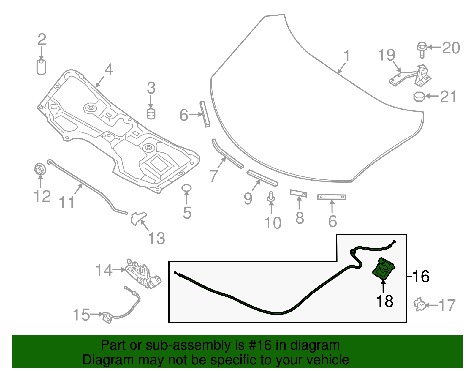 2014-2018 Nissan Rogue Release Cable 65621-6FL0A | Nissan Parts Central