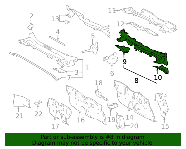 2020 Toyota Corolla Cowl Panel 55700-02620 | Toyota Parts Center