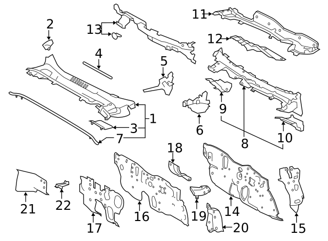 2019-2022 Toyota Corolla Cowl Top Panel 55701-02520 | Toyota Parts Center