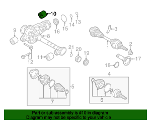 2010-2015 Audi Q7 Differential Assembly Mount Bushing 7P0-525-337-F ...