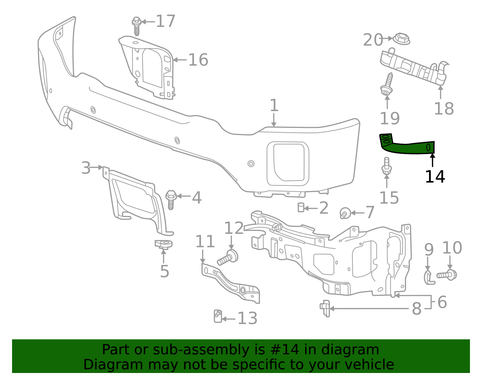 2020-2023 GM Front Passenger Side Bumper Fascia Support Brace 84179373 ...