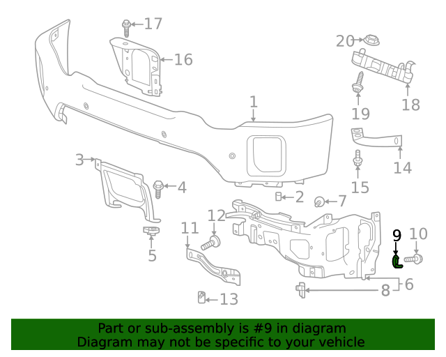 2020-2024 GMC Front Passenger Side Bumper Impact Bar Bracket 84694270 ...