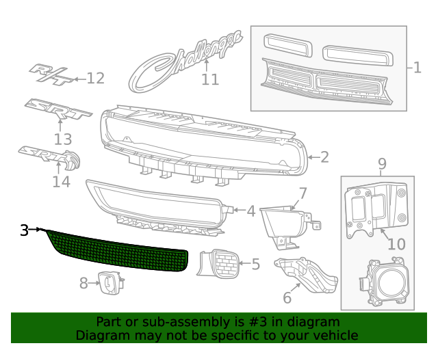 2015-2023 Dodge Challenger Grille 68259756AA | TascaParts.com