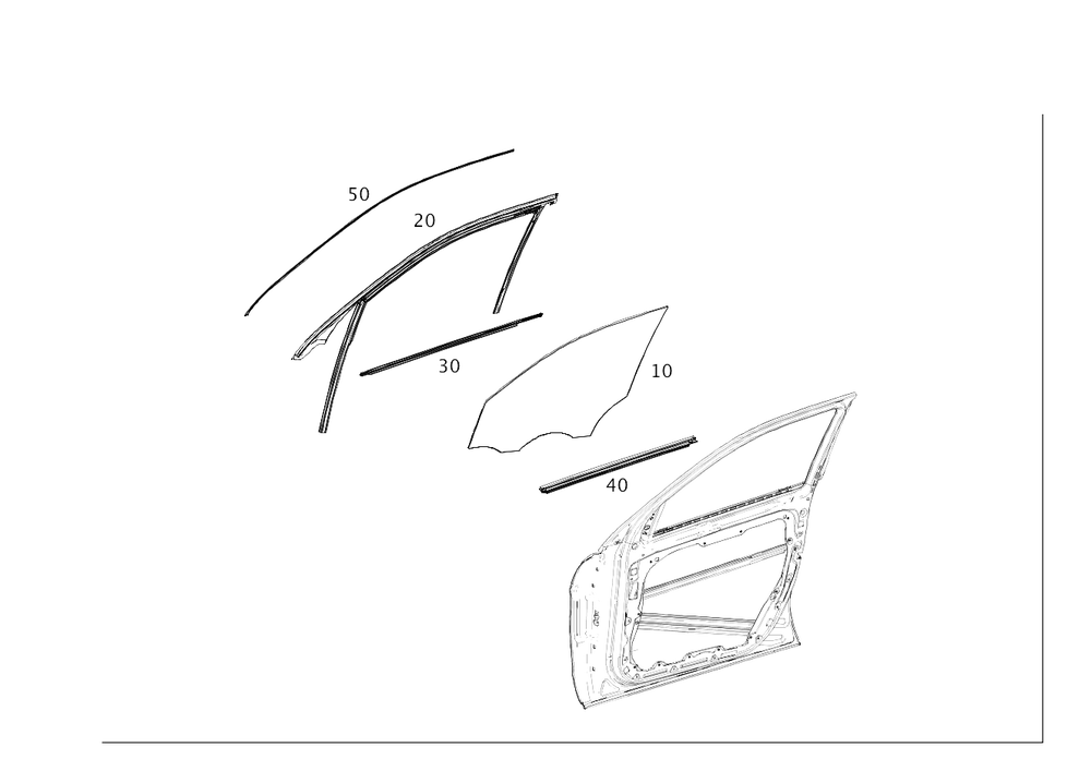 292-725-02-10 - Glass Pane, Crank Window 2016-2019 Mercedes-Benz ...
