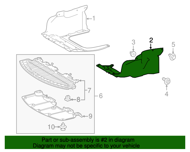 51444-12090 - Radiator Support Splash Shield - 2019-2021 Toyota Corolla ...