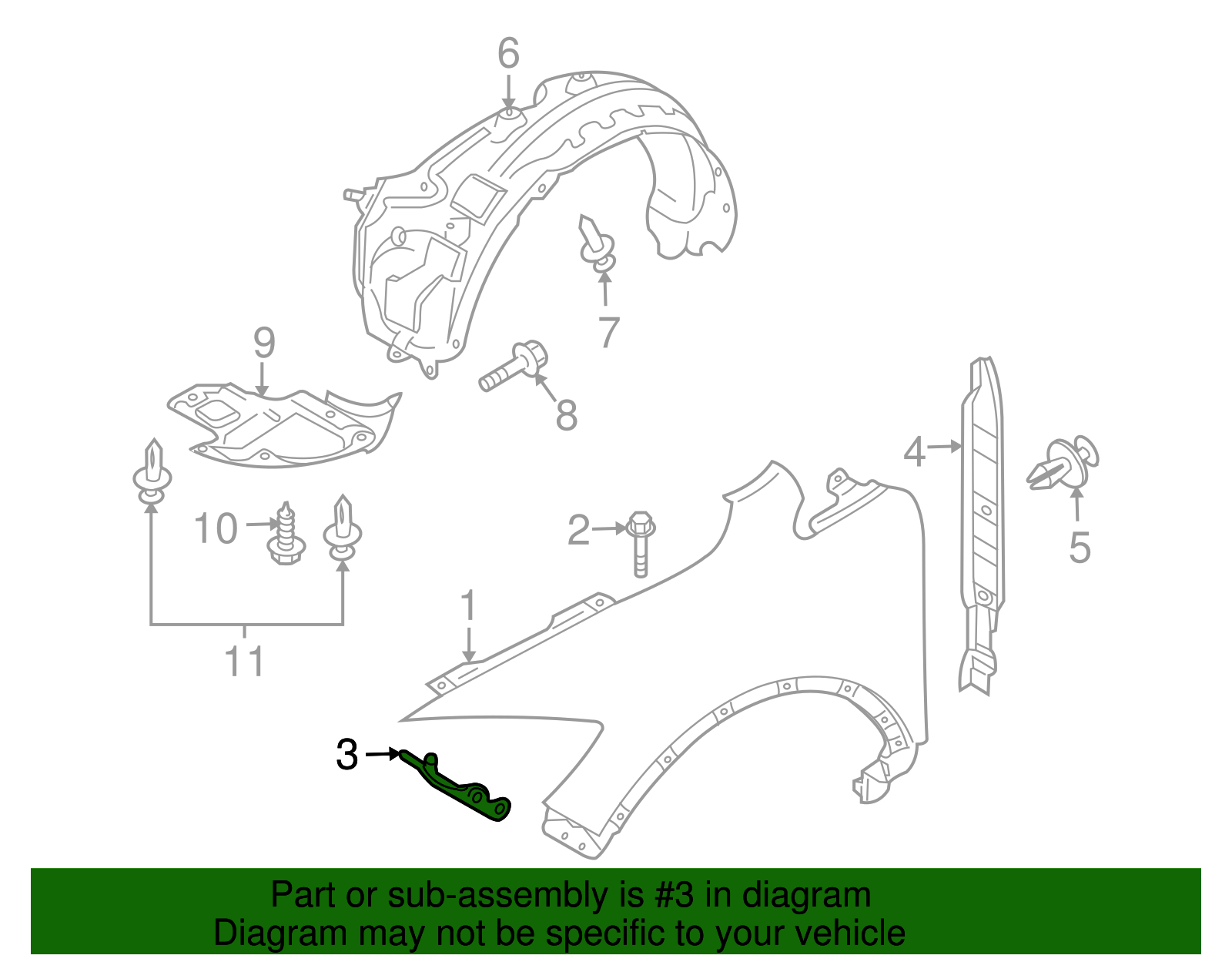 TD11-52-240A - Fender Front Bracket - 2007-2015 Mazda CX-9 | Mazda ...