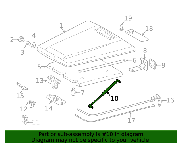 000-980-81-64 - Hood Lift Support 2002-2018 Mercedes-Benz | Mercedes ...