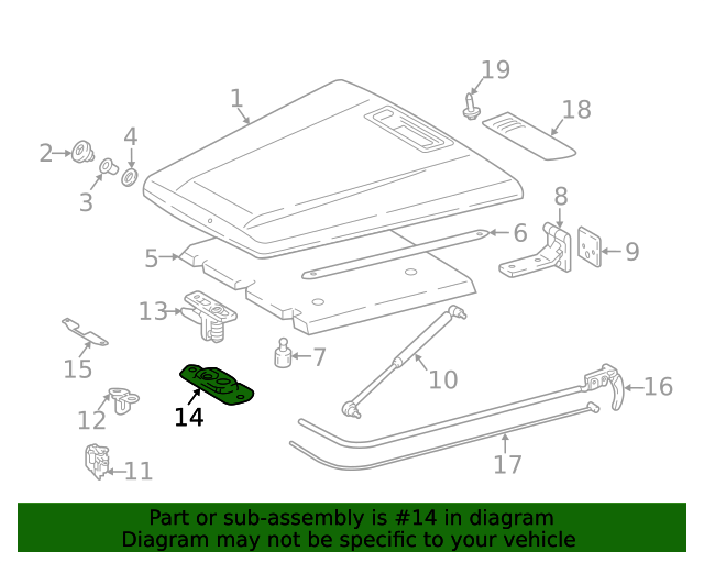 463-880-03-60 - Hood Latch Striker Plate 2002-2015 Mercedes-Benz ...