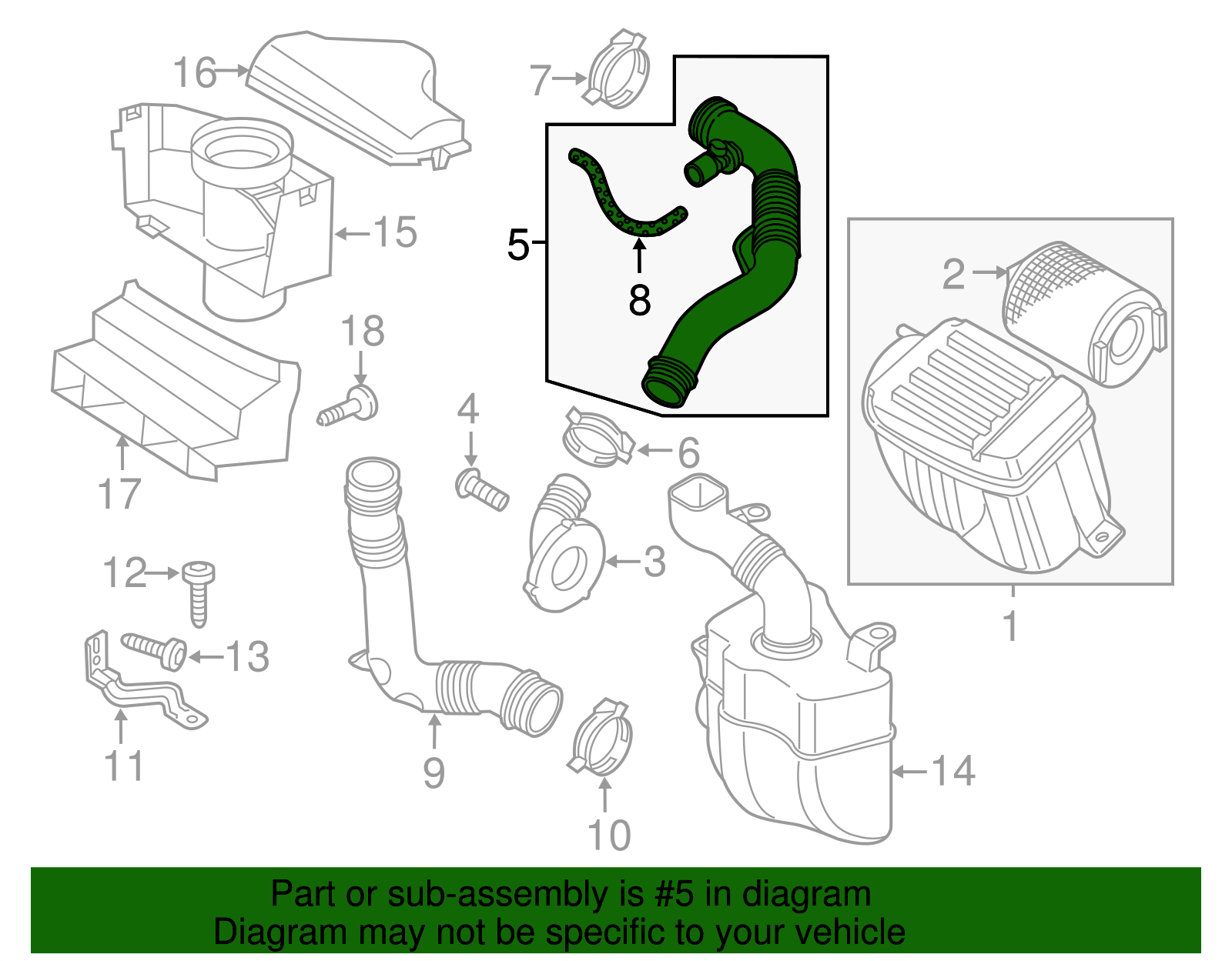 2011-2015 Volkswagen Jetta Engine Air Intake Hose 1TD-129-684 | Retail ...