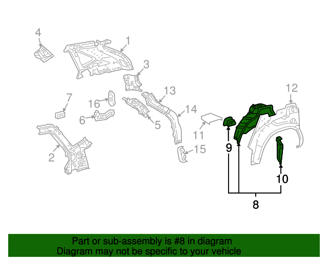 2004-2009 Lexus Inner Wheelhouse 61634-0E900 | OEM Parts Online
