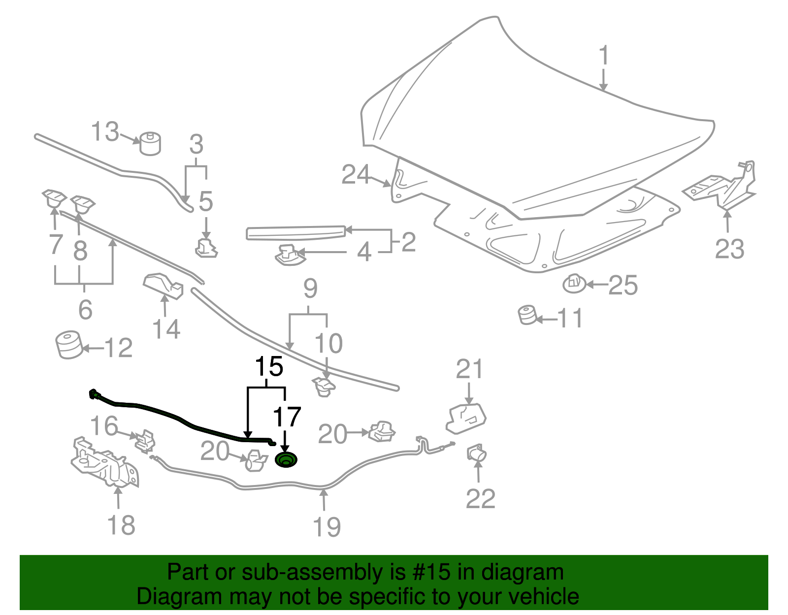 2008-2017 Mitsubishi Lancer Support Rod 5906A005 | Mitsubishi Parts ...