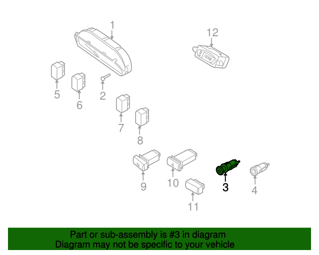 1998-2005 Kia Cigarette Lighter Element 0K72A-66250 | GetOEMParts.com