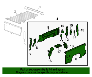 2015-2022 Chevrolet Colorado Passenger Side Pickup Box Outer Side Panel ...