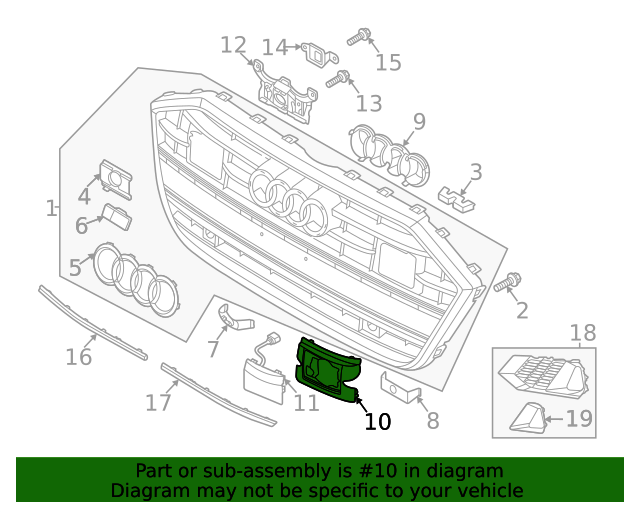4K8-853-293-A-T94 - Grille Molding Bracket 2020-2022 Audi ...